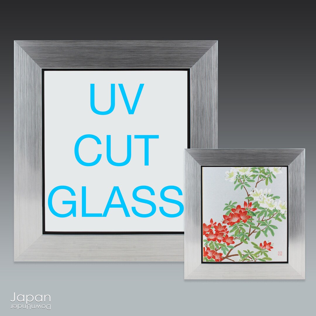 Japanese Frame for Shikishi Art - UV Cut Glass Silver Wood Frame for ...