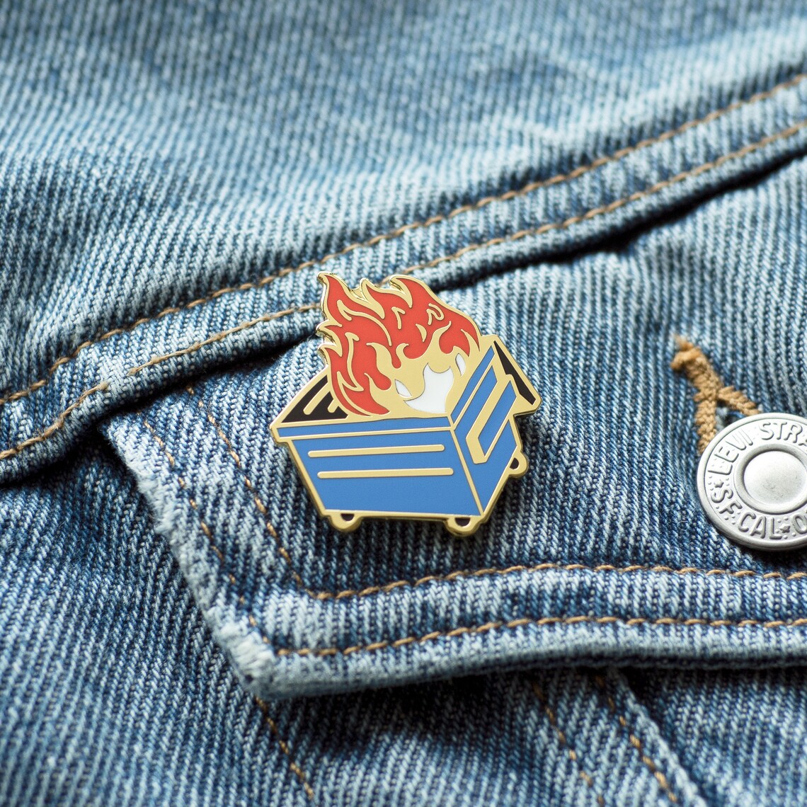 Blue Dumpster Fire Hard Enamel Lapel Pin - Etsy