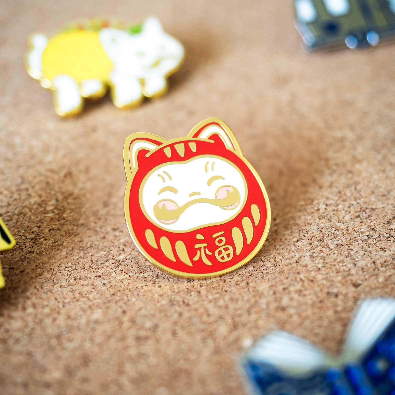 Darumeow Lucky Daruma Cat Hard Enamel Lapel Pin - Etsy