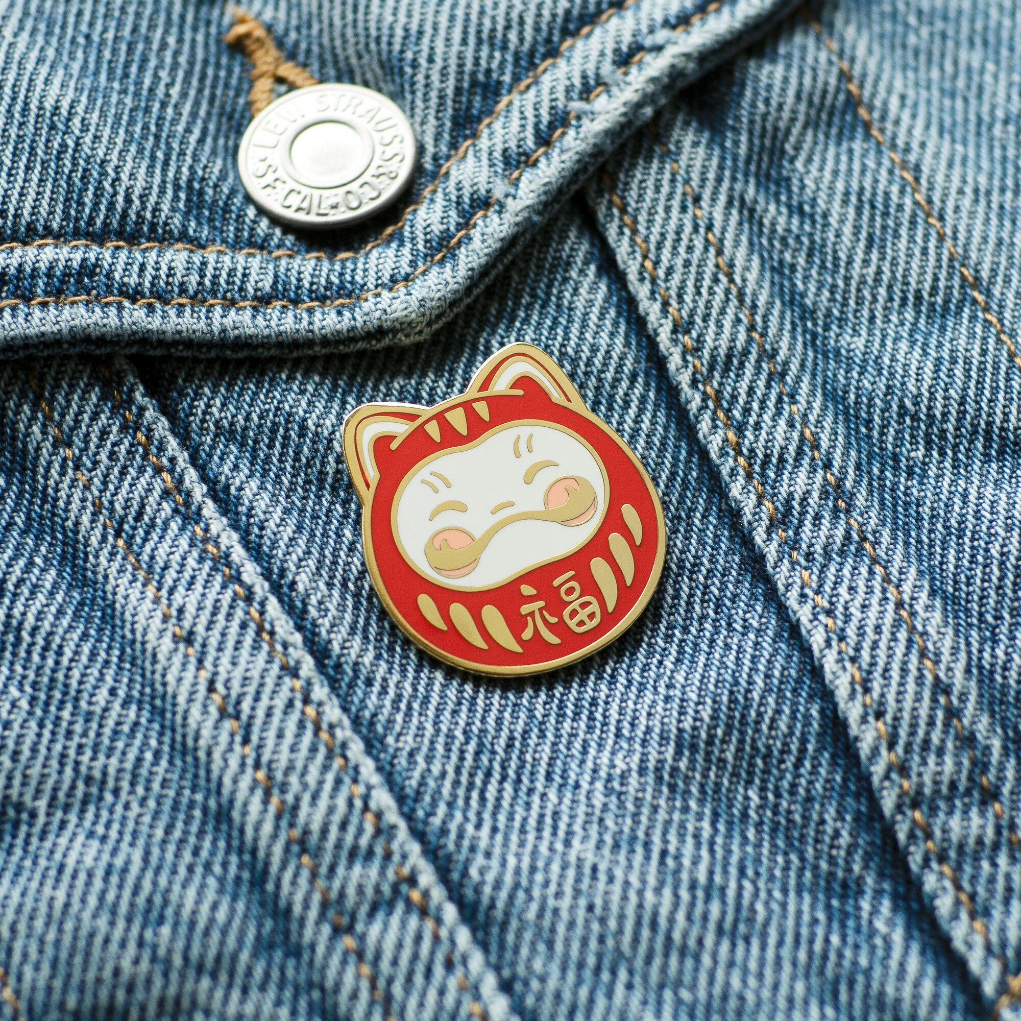 Darumeow Lucky Daruma Cat Hard Enamel Lapel Pin | Etsy