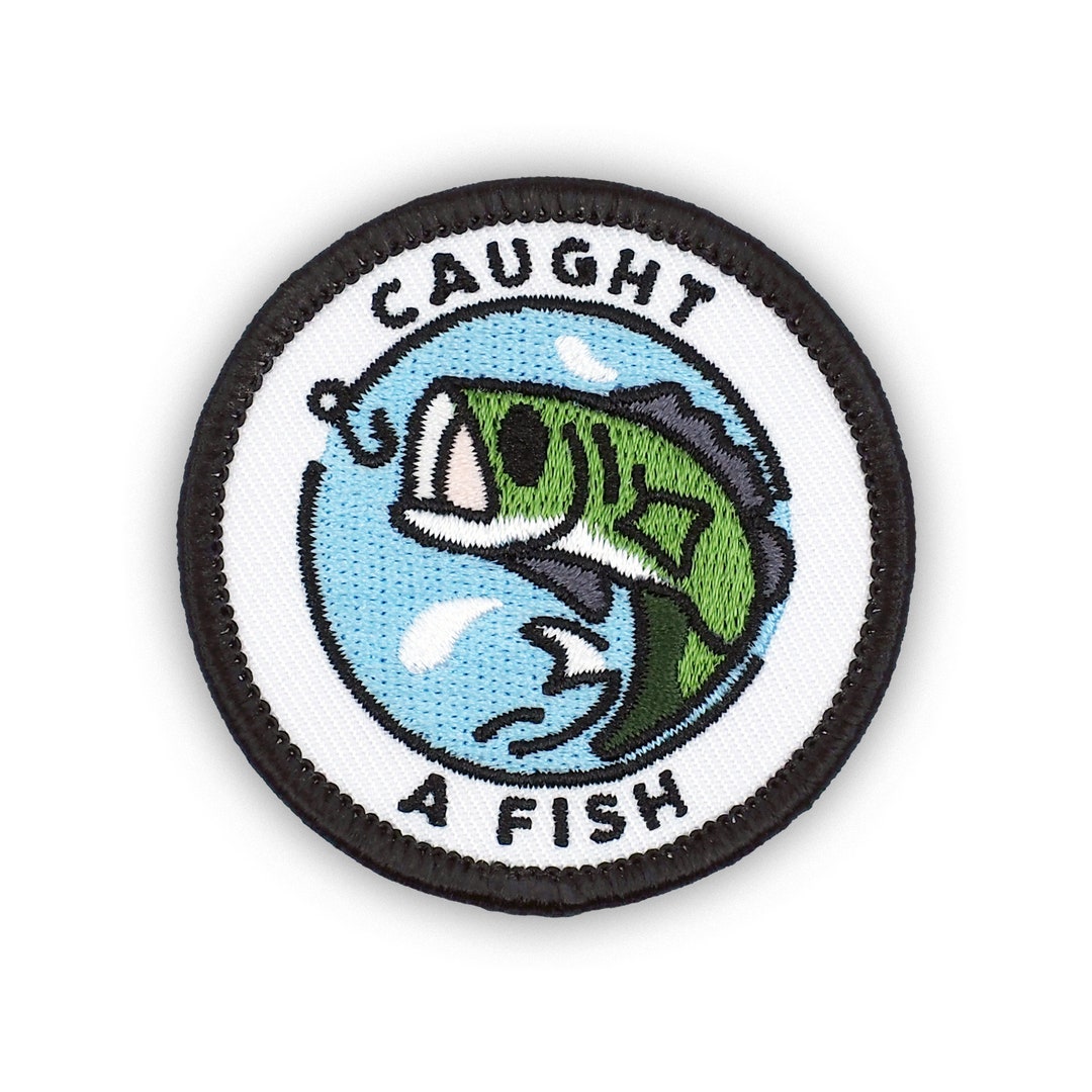 Adulting Merit Badge Embroidered Iron-on Patch (caught A Fish) Designed ...