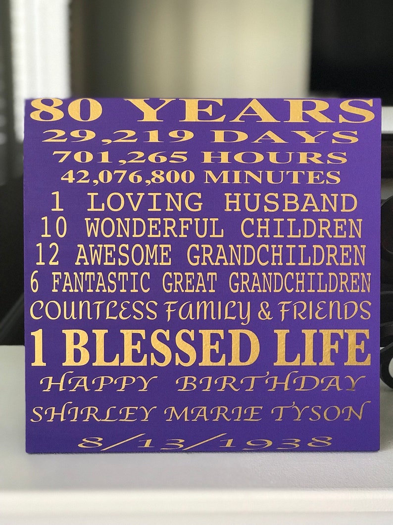 80 Year Old Birthday Wood Sign Can Be Customized To Any Age Etsy
