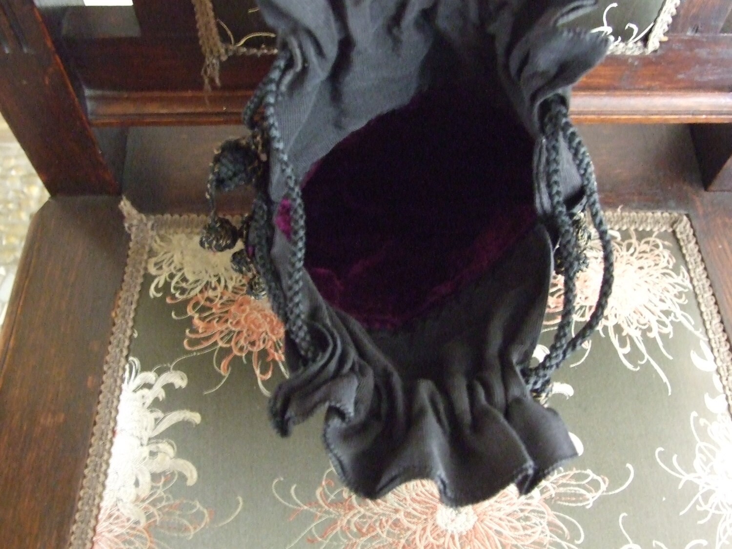 RARE STUNNING Vintage Victorian Style Silk Cloth Pouch Bag / GORGEOUS ...