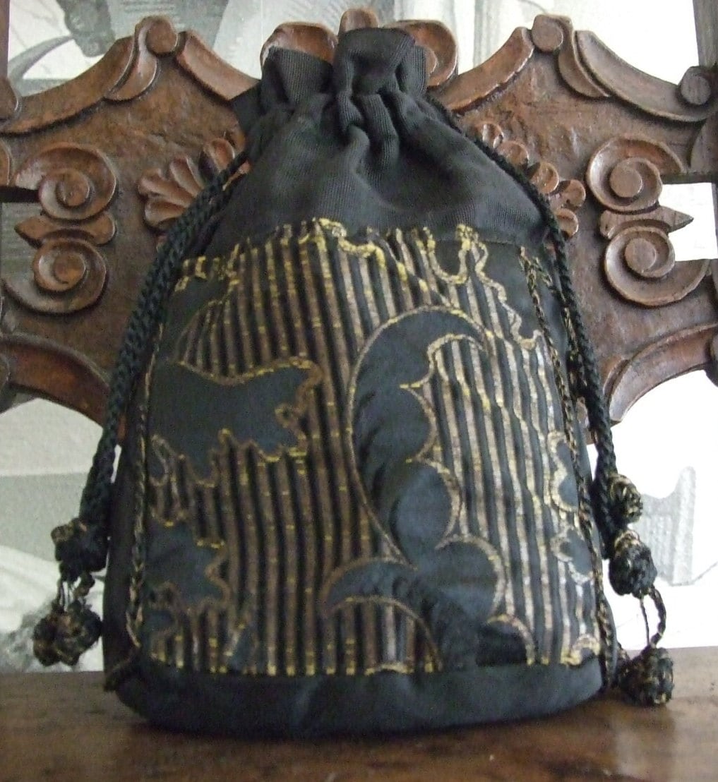 RARE STUNNING Vintage Victorian Style Silk Cloth Pouch Bag / GORGEOUS ...