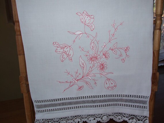 BEAUTIFUL Vintage Old German Folk Hand Embroidered Pink Floral - Etsy