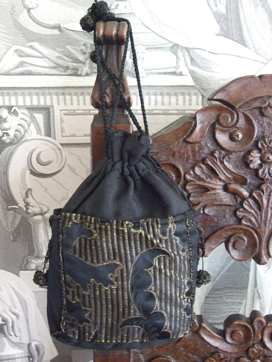 RARE STUNNING Vintage Victorian Style Silk Cloth Pouch Bag / GORGEOUS ...