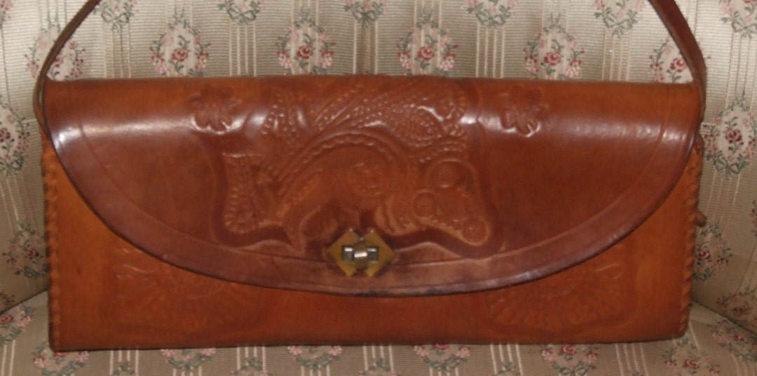 AMAZING Vintage Polish Folk Handmade Natural Leather Shoulder Bag ...