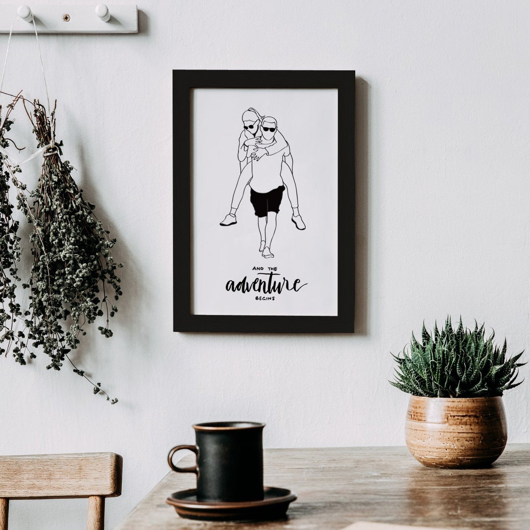 Custom Framed Family Portrait Print, Family Framed Illustration Poster ...