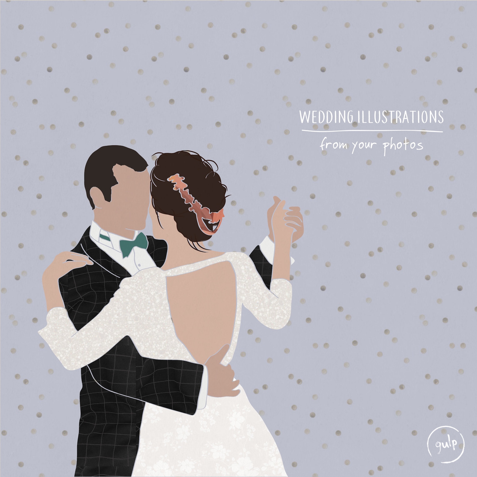 Custom Wedding Digital Illustration, Personalized Portrait of Couple ...
