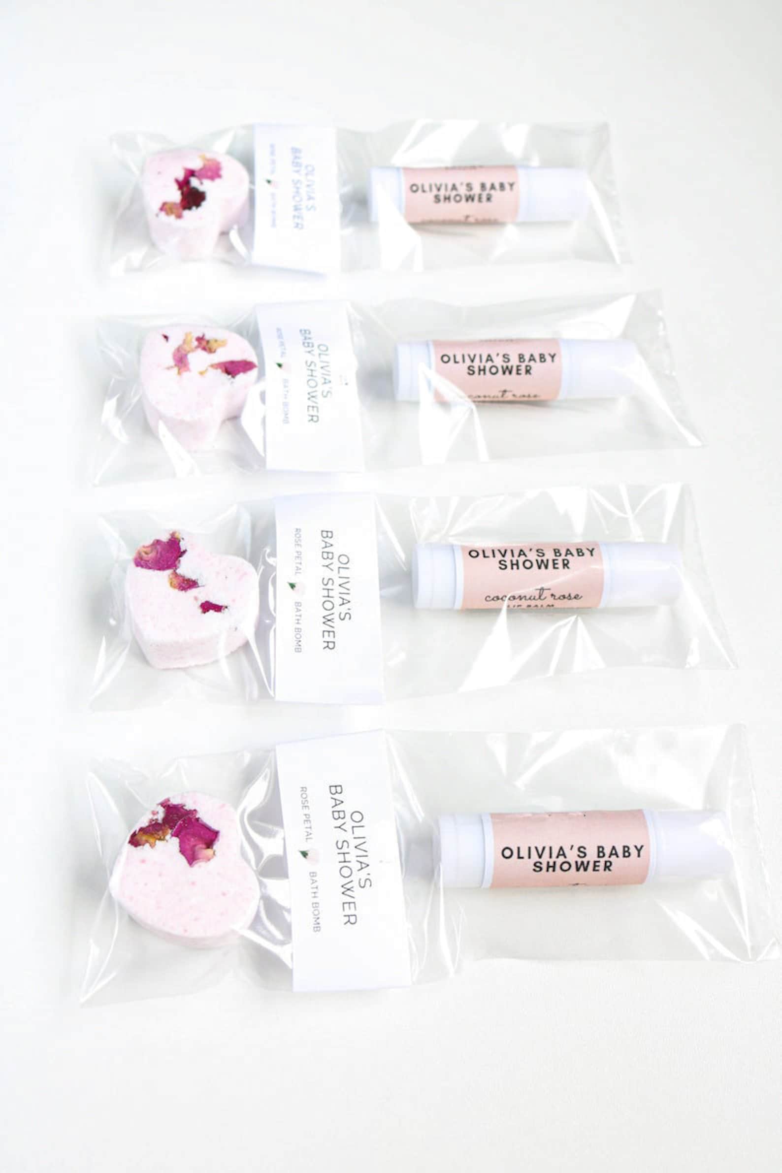 Personalized Bath Bomb + Lip Balm Favors, Baby Shower Favors, Bridal ...