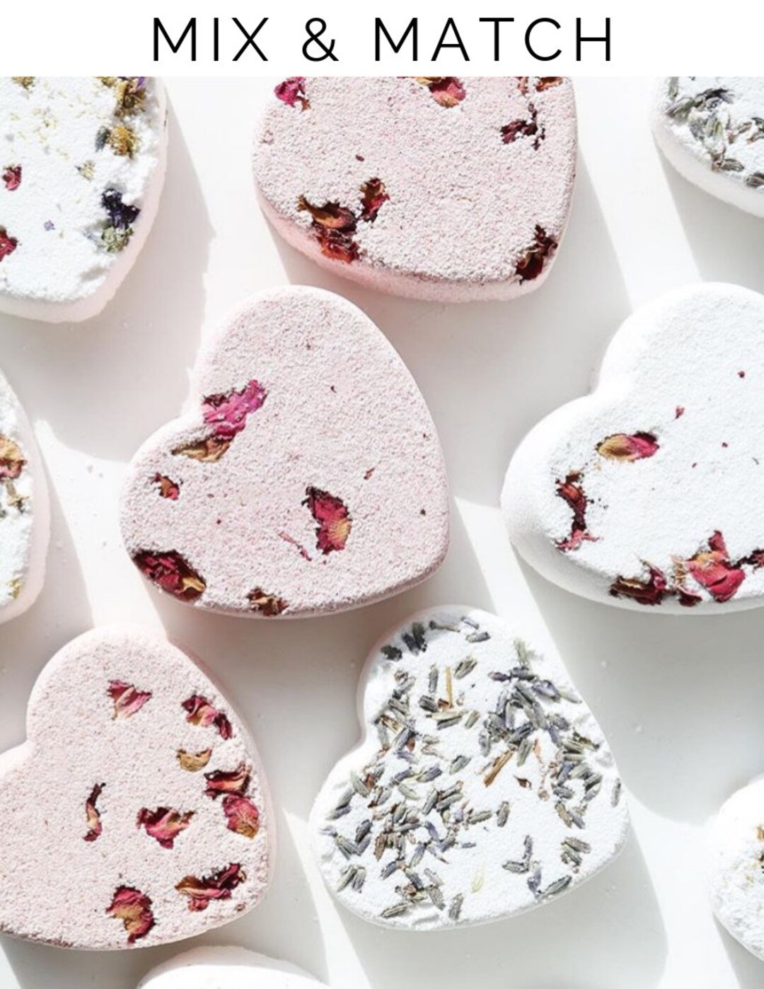 Mix + Match 3 Heart Bath Bombs / Natural Bath Bombs - Etsy