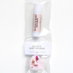 Personalized Bath Bomb + Lip Balm Favors, Baby Shower Favors, Bridal ...