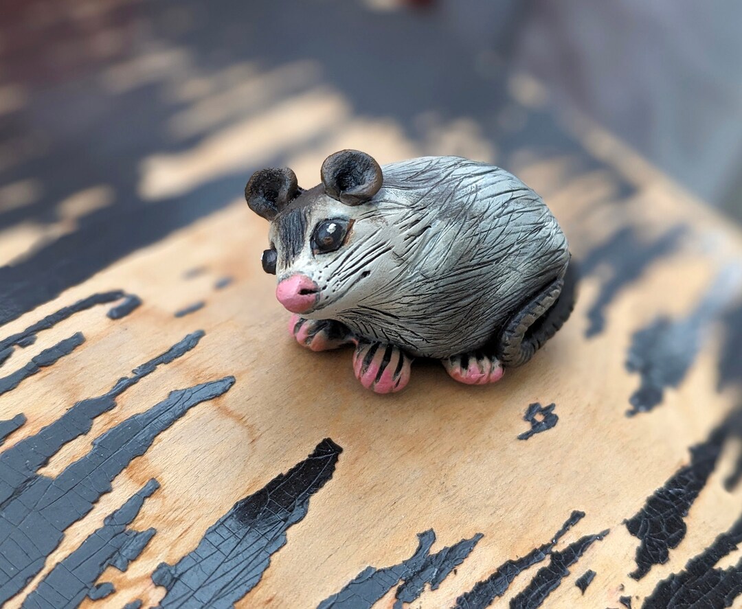 Opossum Figurine, Small Collectible Animal Sculpture, Possum Lover Gift ...