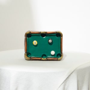 Mini Pool Table Ring Dish, Jewelry Keeper Sculpture, Unique Billiard ...