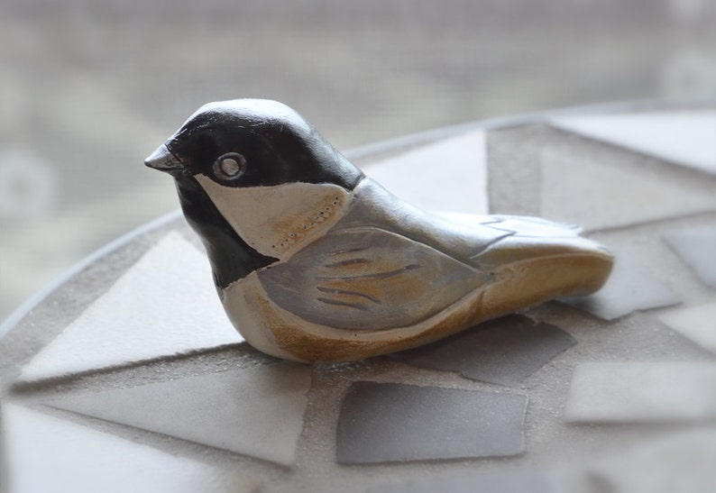 Clay Chickadee Figurine Small Primitive Bird Sculpture - Etsy