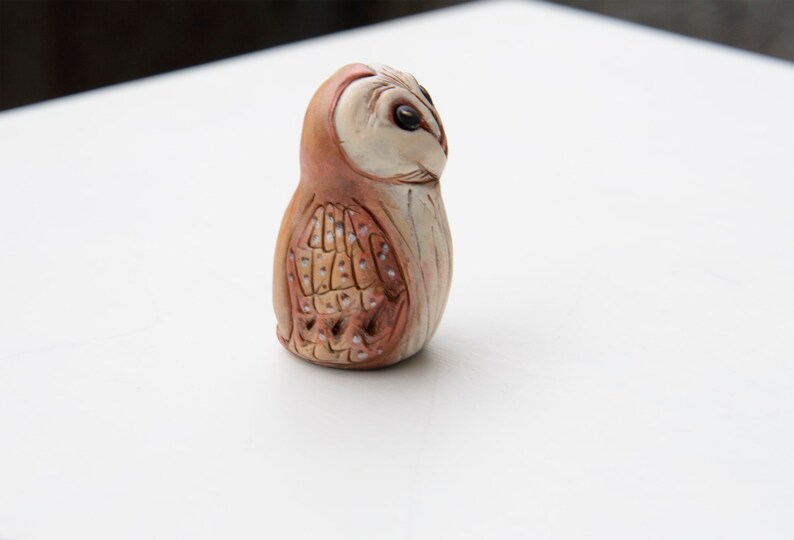 Primitive Barn Owl Figurine, Hand Sculpted Polymer Clay Small Artisan ...