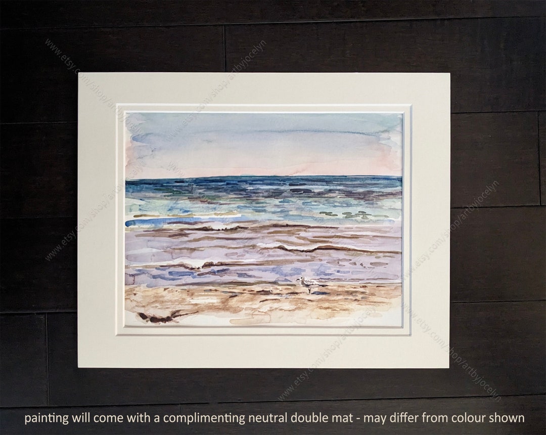 Sauble Beach Painting, Plein Air Shoreline and Seagull Watercolour Art ...