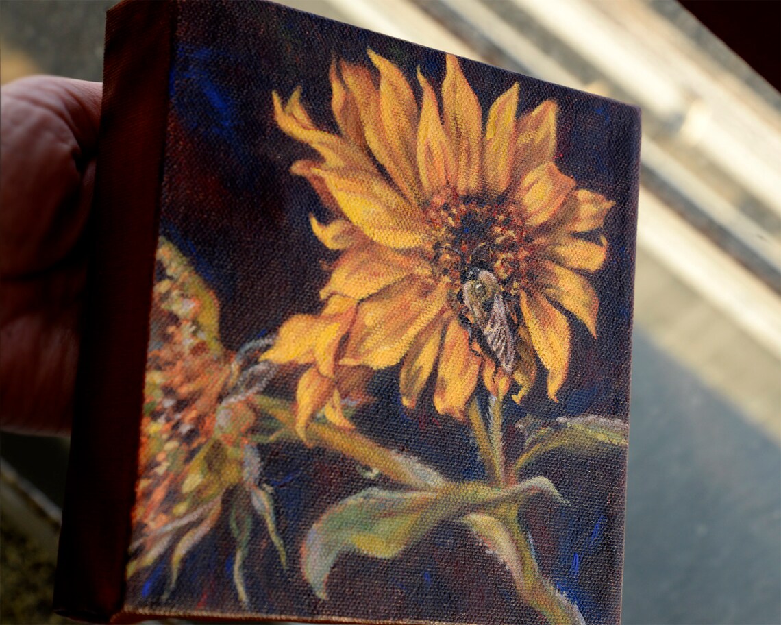 Sunflower and Bee Painting Original Acrylic on Gallery Wrapped | Etsy