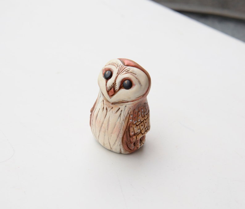 Primitive Barn Owl Figurine, Hand Sculpted Polymer Clay Small Artisan ...