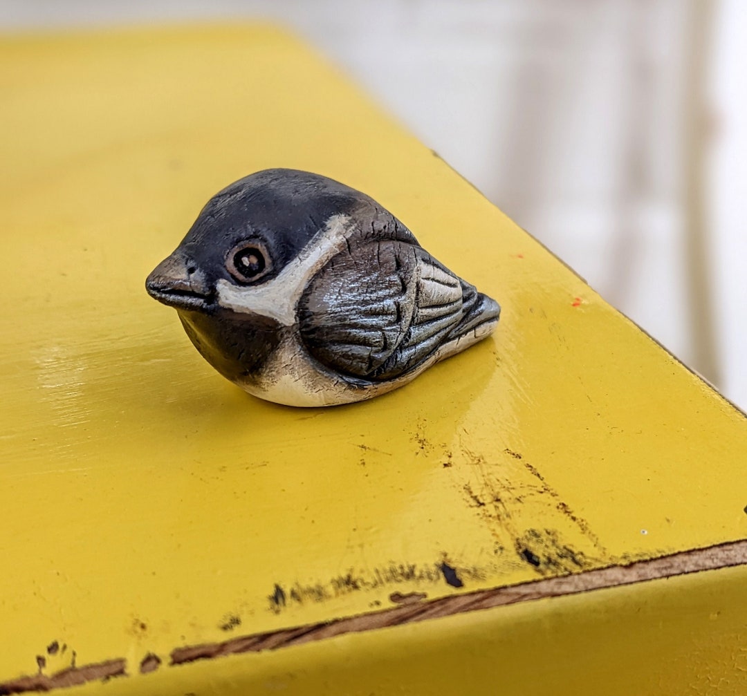 Rustic Chickadee Figurine in Air Dry Clay and Acrylic Paint, Small ...