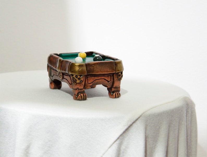 Mini Pool Table Ring Dish, Jewelry Keeper Sculpture, Unique Billiard ...