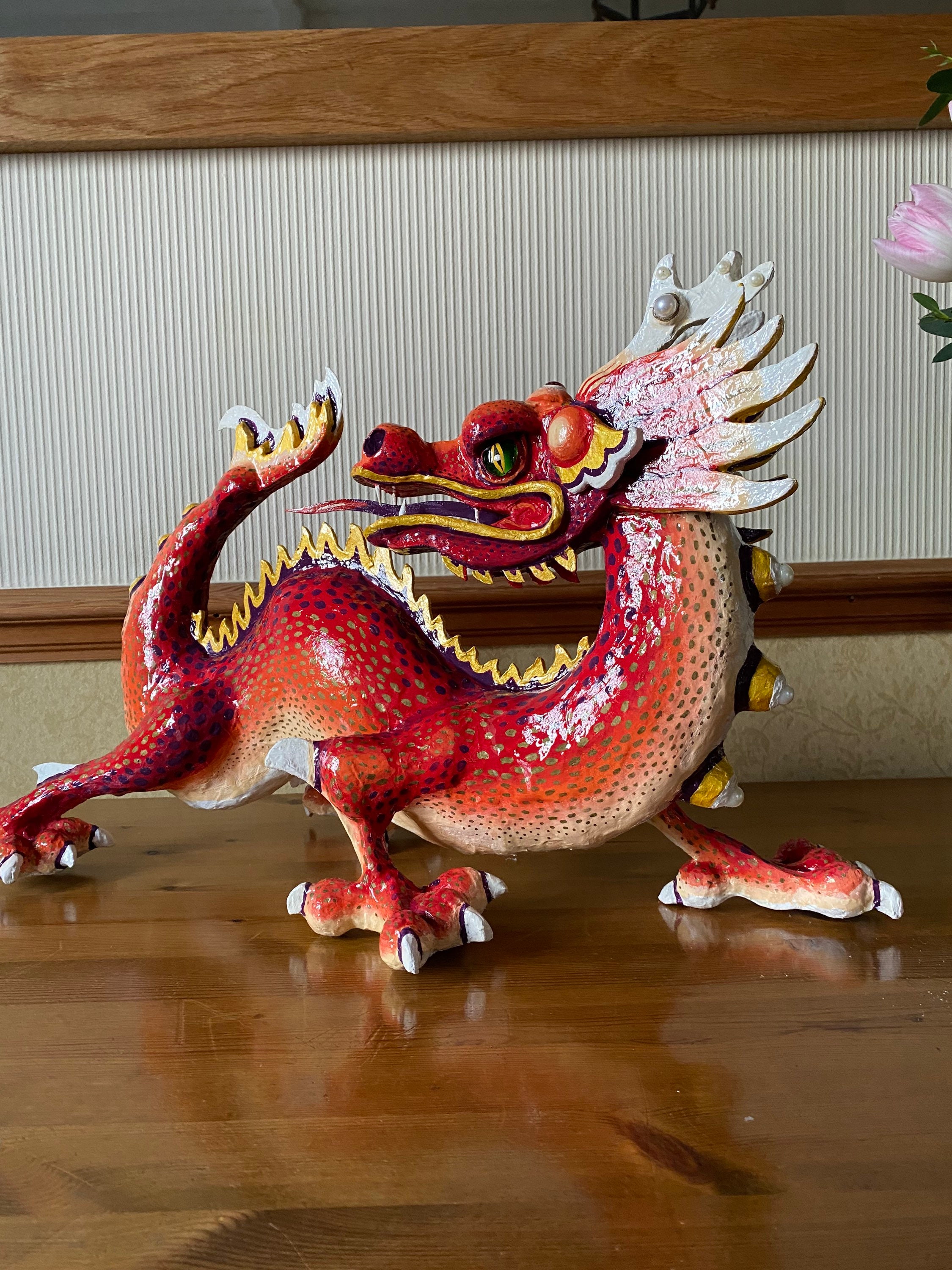 Red Chinese Dragon Statue