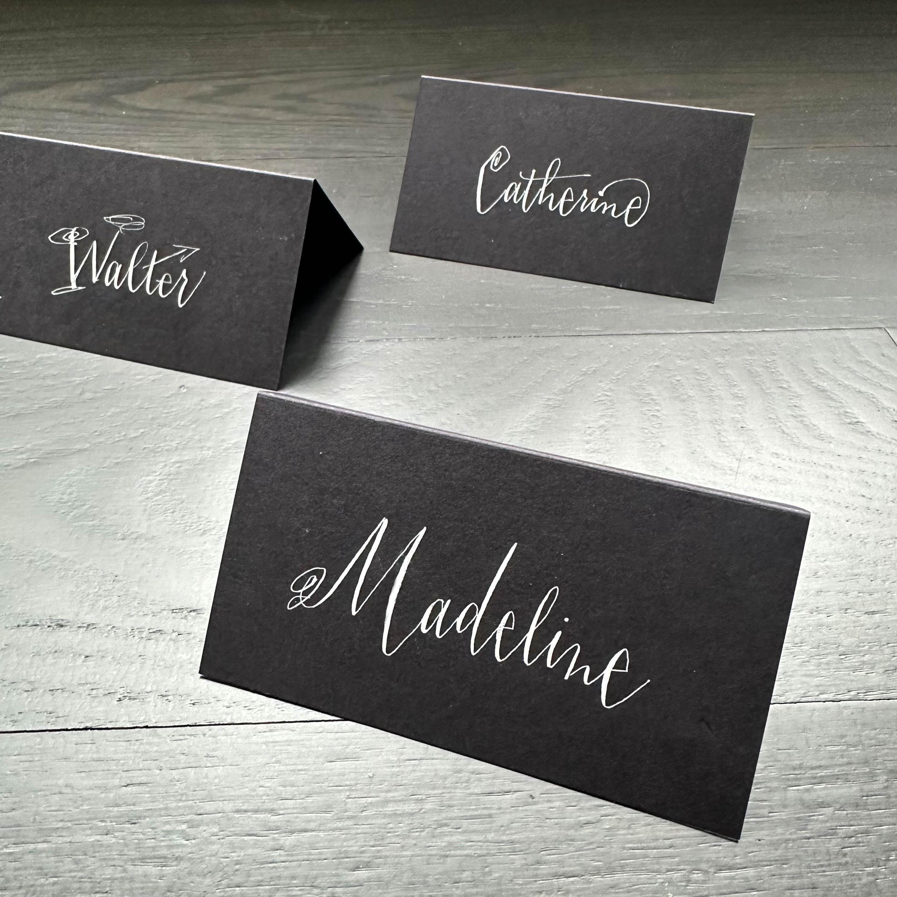 Whimsical Black and White Place Cards | Paper Name Cards | Seating ...