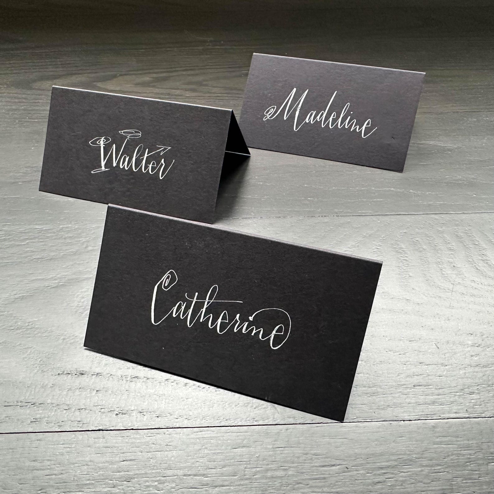 Whimsical Black and White Place Cards | Paper Name Cards | Seating ...
