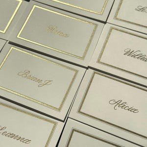 Gold Border Calligraphy Place Cards | Custom Seating Cards - Etsy
