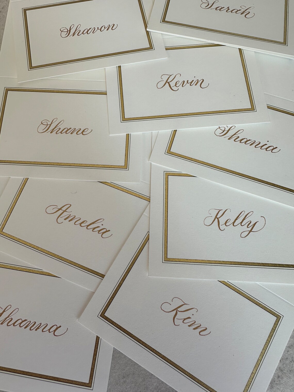 Gold Border Calligraphy Place Cards | Custom Seating Cards - Etsy