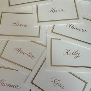Gold Border Calligraphy Place Cards | Custom Seating Cards - Etsy