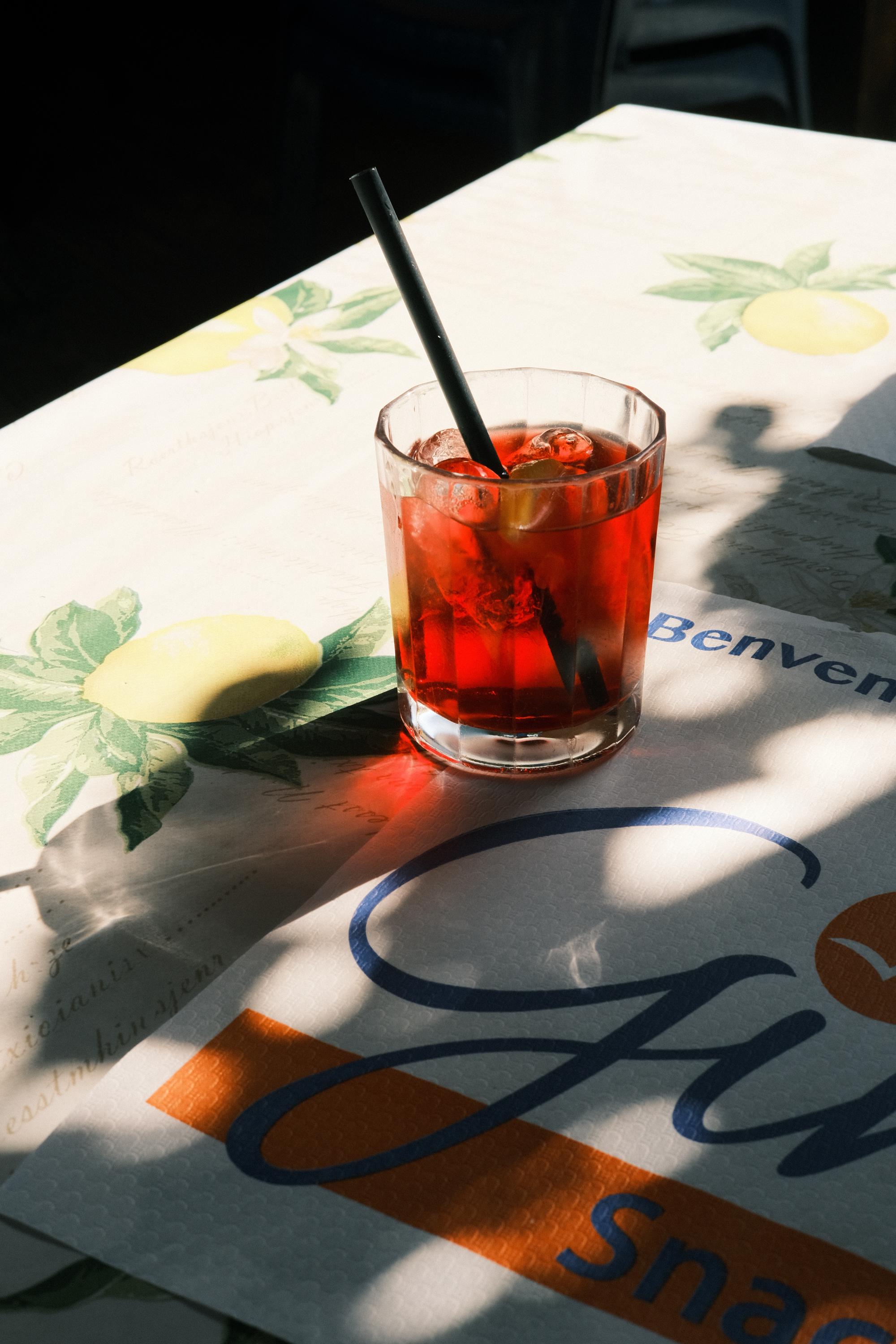 Bright Red Campari Soda Sunny Lemon Table Italian Bar Ischia Island ...