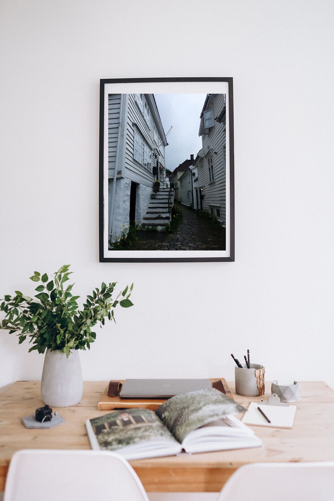 Cobblestone Bergen | Norway Streetscape White Scandinavian Architecture ...