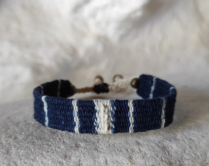 Handwoven Bracelet Indigo Blue Natural Fiber Bracelet Plant Dyed Indigo ...