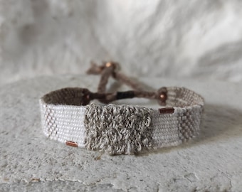 Handwoven Bracelet Green and Gold Fiber Bracelet Linen Silk Cotton ...