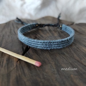 Light Indigo Handwoven Bracelet in 3 Sizes Natural Fibers Silk & Linen ...