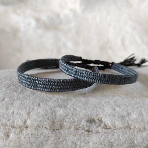 Light Indigo Handwoven Bracelet in 3 Sizes Natural Fibers Silk & Linen ...