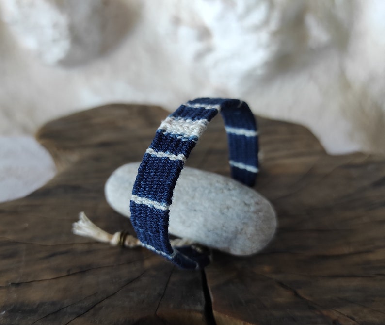 Handwoven Bracelet Indigo Blue Natural Fiber Bracelet - Etsy