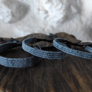 Light Indigo Handwoven Bracelet in 3 Sizes Natural Fibers Silk & Linen ...