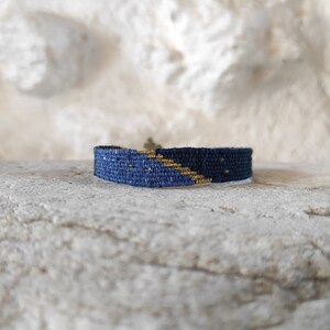 Handwoven Indigo Bracelet With Gold Silk Cotton Hemp & Paper Woven ...