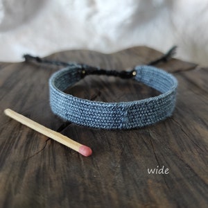 Light Indigo Handwoven Bracelet in 3 Sizes Natural Fibers Silk & Linen ...