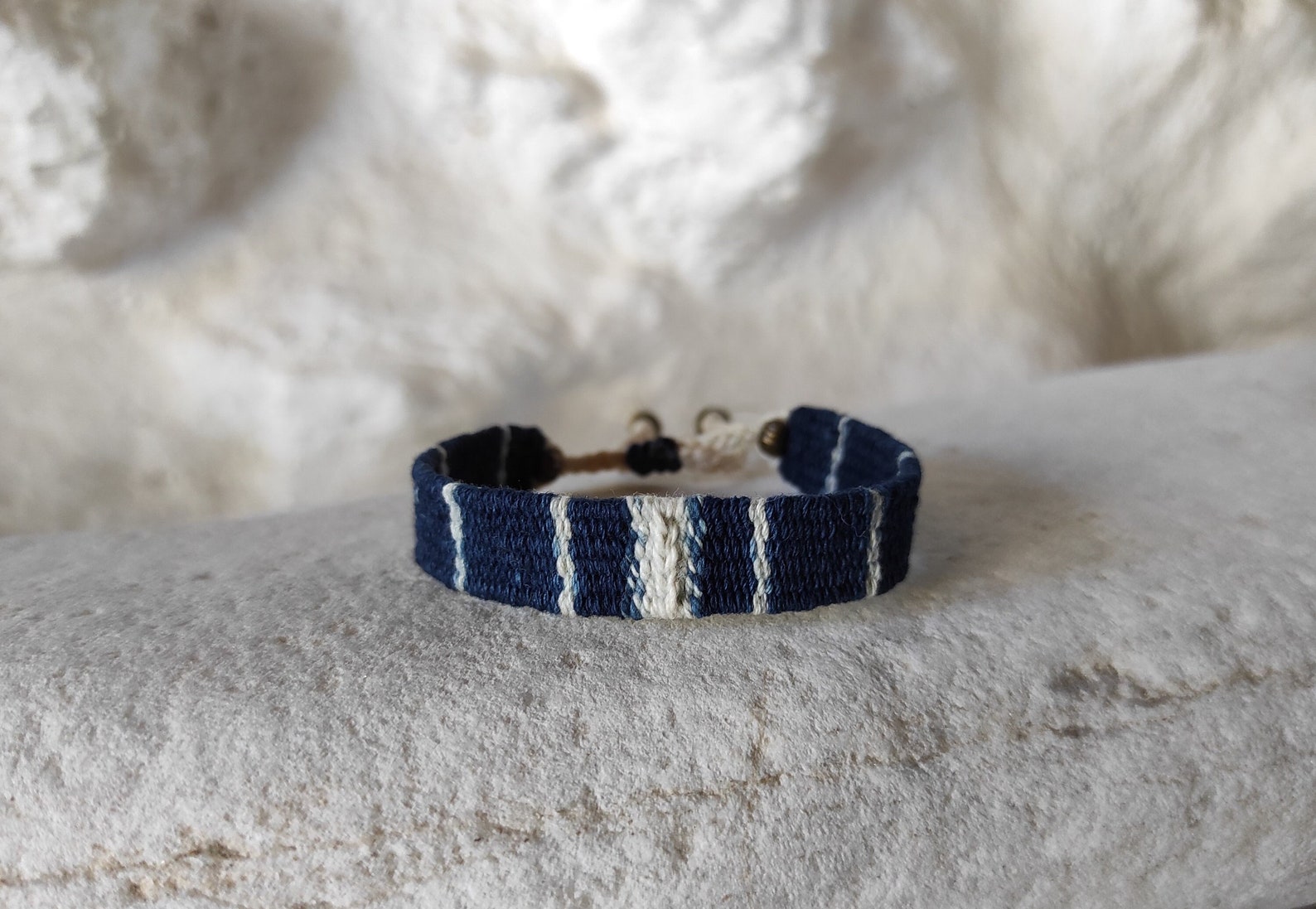 Handwoven Bracelet Indigo Blue Natural Fiber Bracelet - Etsy