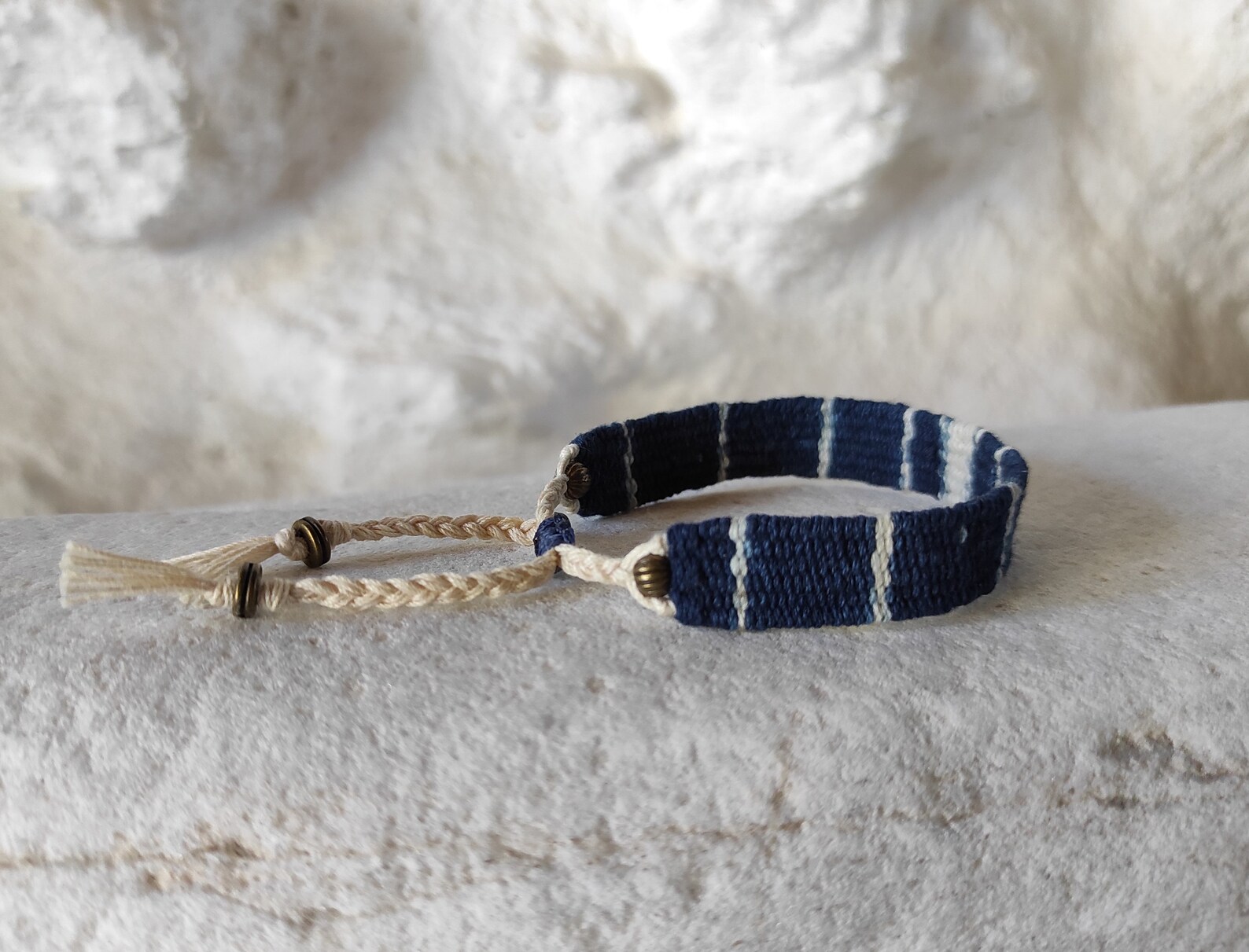 Handwoven Bracelet Indigo Blue Natural Fiber Bracelet - Etsy
