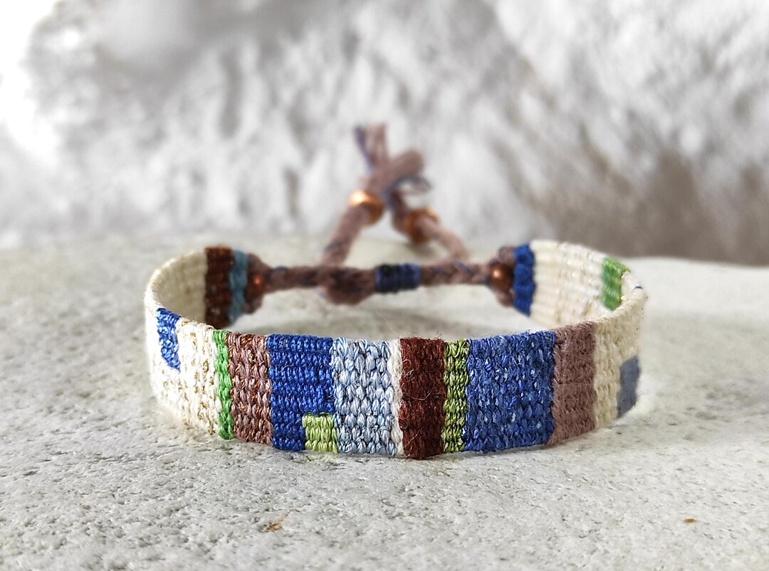 Handwoven Bracelet With Sparkle Fiber Bracelet Silk Cotton Linen Mini ...