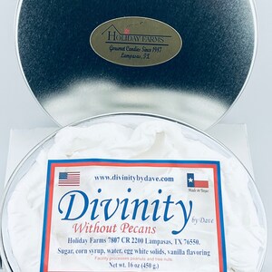 2.5 Lb. Divinity Gift Tin. Fluffy and Moist With a Wonderful Flavor ...