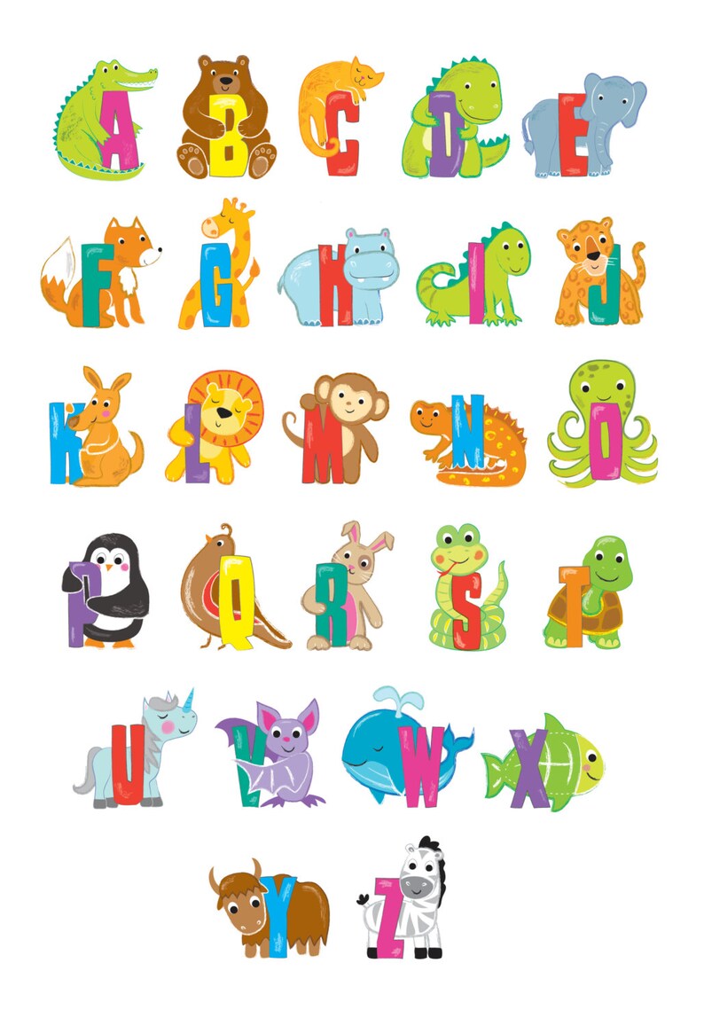 Les enfants Alphabet Art Print pour chambre de bébé | Etsy