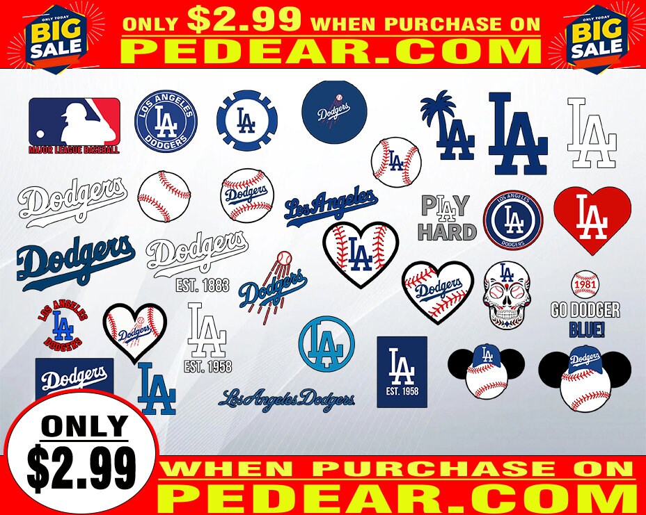 32 Files La-dodgers Cut Files SVG Files Baseball Clipart - Etsy