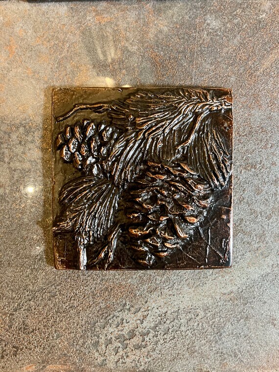 Pinecone Tile 1 4x4 Inches Hand Poured With Real Pewter | Etsy