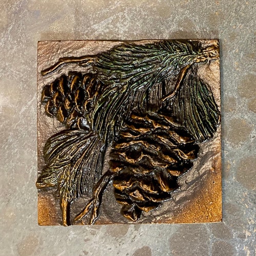 Real Metal Pine Tree Tile Set 4x12 Inches Hand Poured in - Etsy