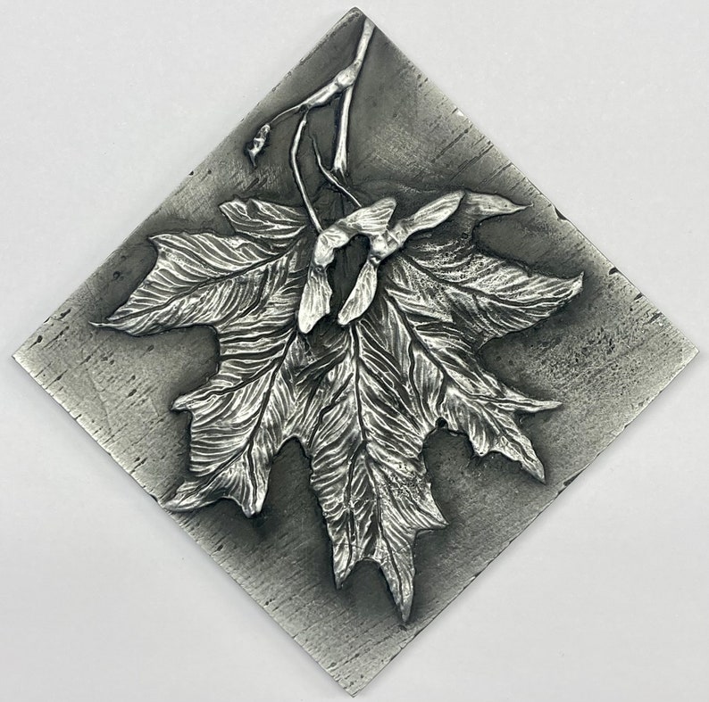 Maple Leaf Tile 4x4 Inches Hand Poured With Real Pewter - Etsy